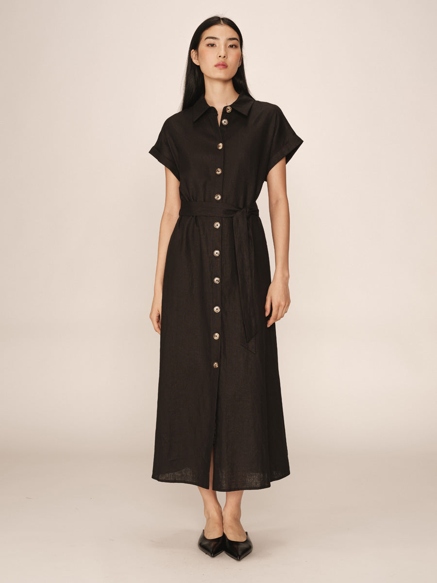 PRUDENCE Pellavamekko Musta - Grace & Mila | Dots